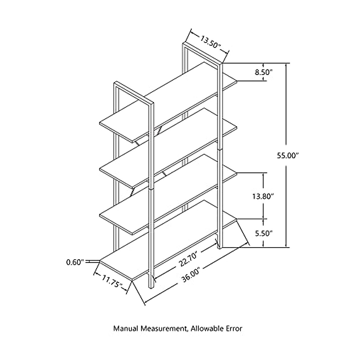 glitzhome Wooden Industrial Bookcase 4 Shelf Bookshelf Rustic Open Shelf Vintage Wood and Metal Etagere Bookcase Brown Heavy Duty Bookshelf Low Office Display Bookshelves Short Farmhouse Shelves