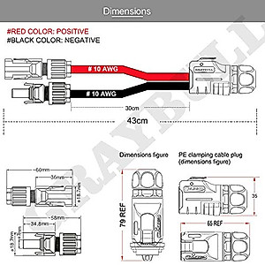 GRAYBULL 10AWG Adapter Cable Compatible with MC4 to 2 Pin Power Industrial Circular Connector for fit Furrion,Solar Panel Suitcase,Forrest River RV Ports,Grand Design RV's Industry(Female Positive)