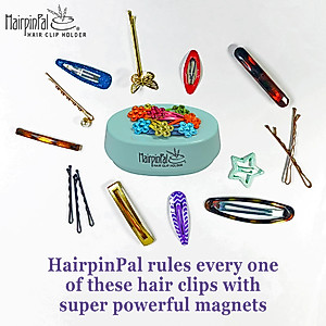 HairpinPal Magnetic Bobby Pin Holder - Easy Hair Clip and Pin Collector - Manage Hair Clips - Barrettes - Bobbi Pins - Keeps Rooms Tidy - Ideal for Travel - Sea Foam Teal - Made in the USA