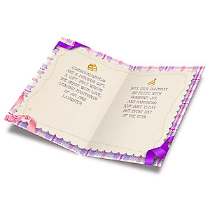 Prime Greetings Happy Birthday Card For Granddaughter, Made in America, Eco-Friendly, Thick Card Stock with Premium Envelope 5in x 7.75in, Packaged in Protective Mailer