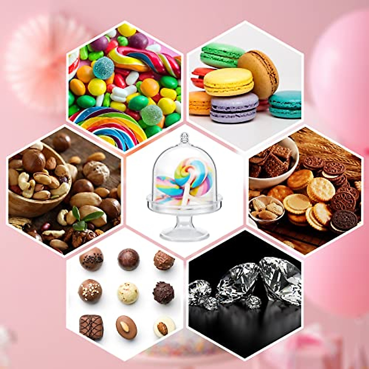 48 Pieces Mini Plastic Cupcake Stand with Lid Tiny Cupcake Stand Round Cake Stand Mini Cake Holder with Lid Cake Display Stand with Cover Mini Candy Box for Candy Dessert Chocolate (Clear)