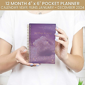 bloom daily planners 2024 Pocket Planner - 4” x 6” - (January 2024 - December 2024) - MINI Weekly/Monthly Agenda Organizer & Calendar Book - Good Things Are Coming