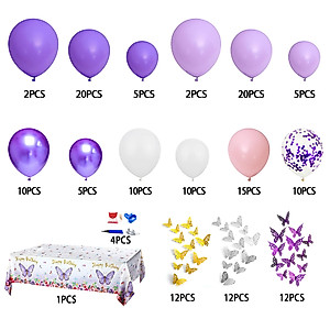 150pcs Butterfly Birthday Party Decorations for Girl-Purple Pink Balloons Garland Kit Butterfly Tablecloth 36pcs Butterfly Stickers for Baby Shower Decorations for Girl Birthday Party Supplies Decor.