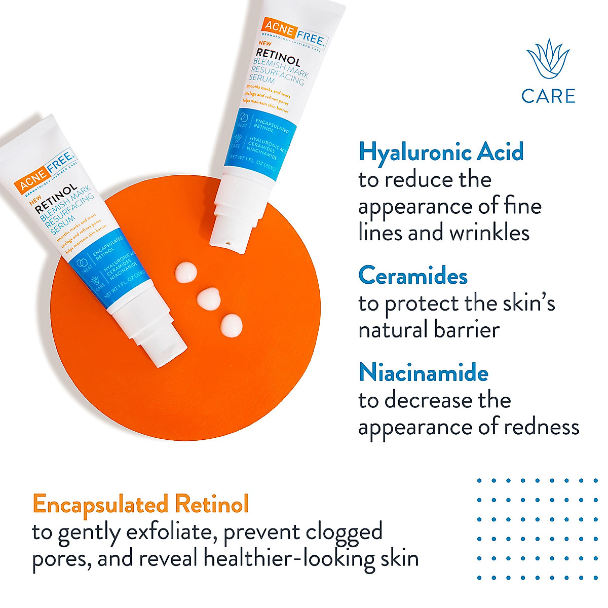 AcneFree Retinol Blemish Mark Resurfacing Serum with Hyaluronic Acid, and Niacinamide | Helps to Reduce the Appearance of Acne Marks | Redness Control | 1 Ounce