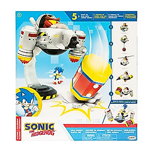 Sonic The Hedgehog Egg Mobile Battle Set with Sonic & Dr. Eggman 2.5 Inch Action Figures, Includes 14 Unique Pieces