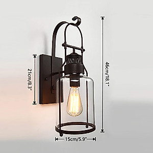 XUANIIIL Farmhouse Wall Sconces Lighting, Industrial Rustic Porch Wall Lamp Fixture with Clear Glass Shade, Exterior Retro Lantern Wall Light for Outdoor/Indoor/Bedroom