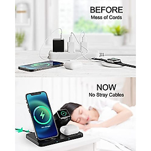 Wireless Charging Station, 3 in 1 Wireless Charger, 18W Fast Charger Stand for iPhone 13/12/11/Pro/Max/XR/XS/X, Apple Watch 7/6/SE/5/4/3/2/1, AirPods Pro/3/2, Adapter and Cable Included