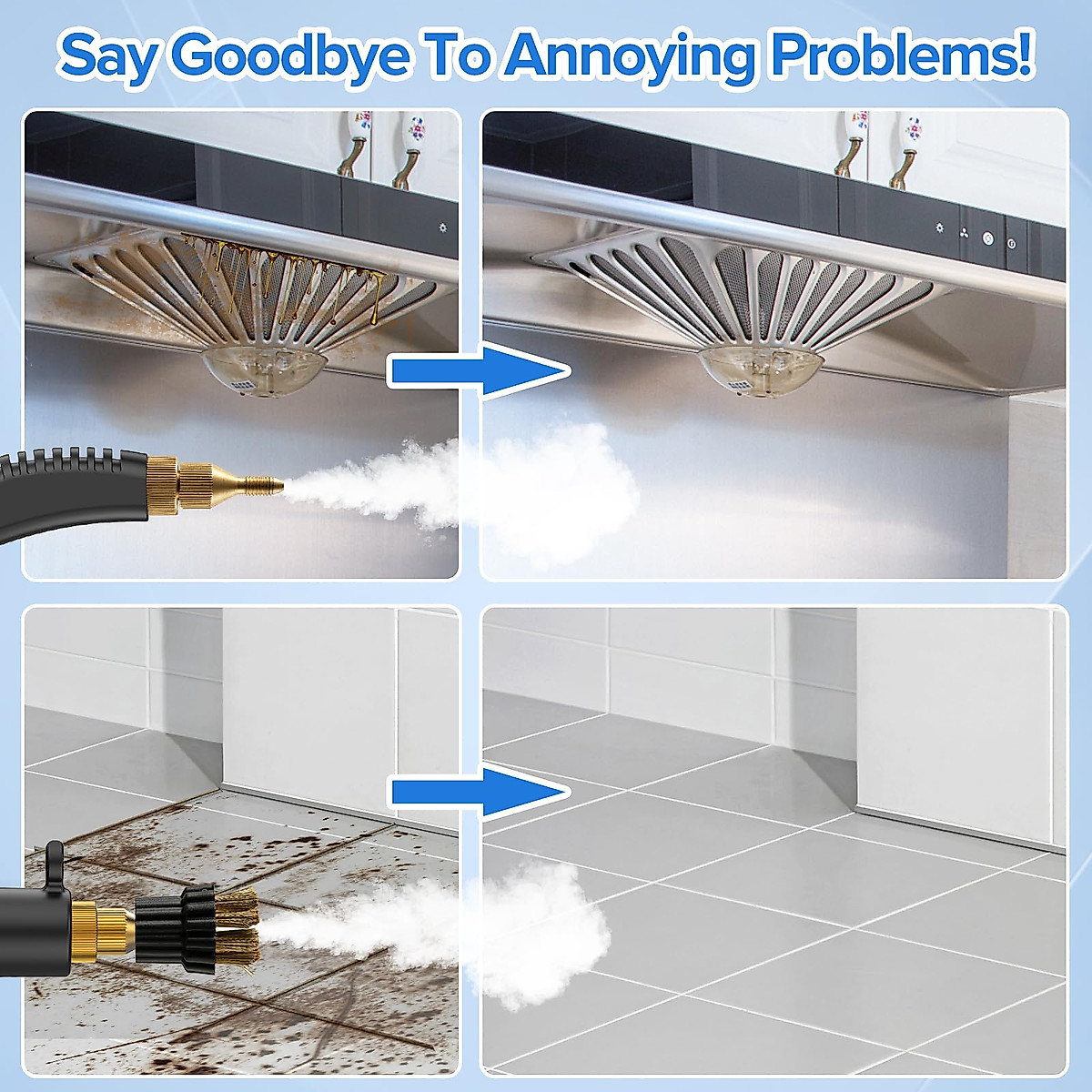 AUXCO 2500W Steam Cleaner, High Pressure Steamer for Cleaning, Portable Handheld Steam Cleaners for Home Use, Steamer for Car Detailing, Steam Cleaner for Upholstery, Kitchen, Bathroom, Grout and Tile