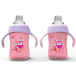 Avima Baby 10 oz Soft Spout Sippy Cups, Pink (Set of 2)