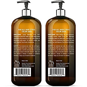 MAJESTIC PURE Biotin Shampoo and Conditioner Set with DHT Blocker Complex - Hydrating, Nourishing & Supporting Healthy Hair Growth, Sulfate Free, for Men & Women - 16 fl oz each