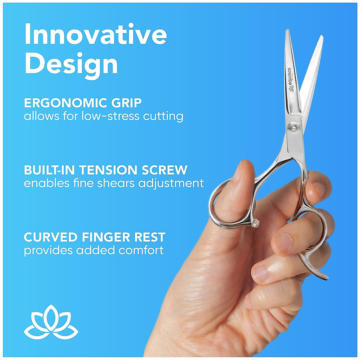 Equinox Barber & Salon Styling Series, Barber Hair Cutting Scissors/Shears, 6.0" Overall Length