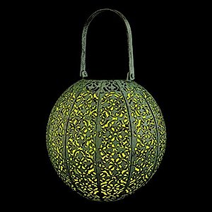 OSALADI Solar Lantern Lights Outdoorï¼Œ LED Solar Powered Hanging Lights Waterproof Hollow- Out Metal Tabletop Lanterns for Indoor and Outdoor Garden Tree Patio Courtyard Home Party Decor (Blue)
