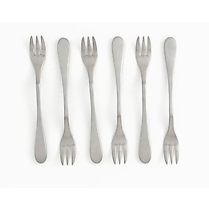 Knork 18/0 Stainless Steel Cocktail Fork (Set of 6), Matte Silver