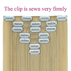 SYXLCYGG Blonde Hair Extensions Clip Hair Extension 22" 5 Oz Straight Synthetic Cheap Fluffy Blond Hair Pieces for Women
