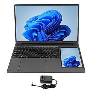 Acogedor Double Screen Laptop Extender, 15.6in UHD 16GB RAM 7in Touchscreen Laptop, for N5095 Quad Core CPU with 4 Threads, 2.9GHz Quad Core 7000mAh, for Win 11 (16+256G US Plug)