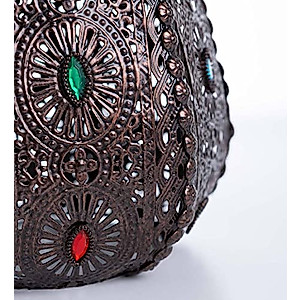 Wind & Weather Metal Solar Lighted Mushroom 13.25-Inch Diameter by 20.5-Inch High Home and Garden Decor Solar Mushroom with Acrylic Beads Glows at Night with Solar Panel