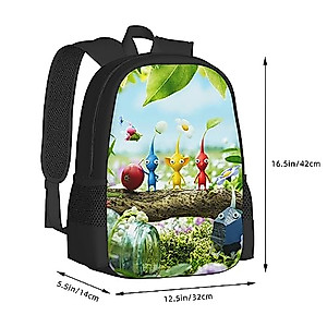 RACEK Lightweight Laptop Backpack Pik-min Rucksack 3D Printed Anime Travel Casual Adjustable Straps Daypack For Men Women