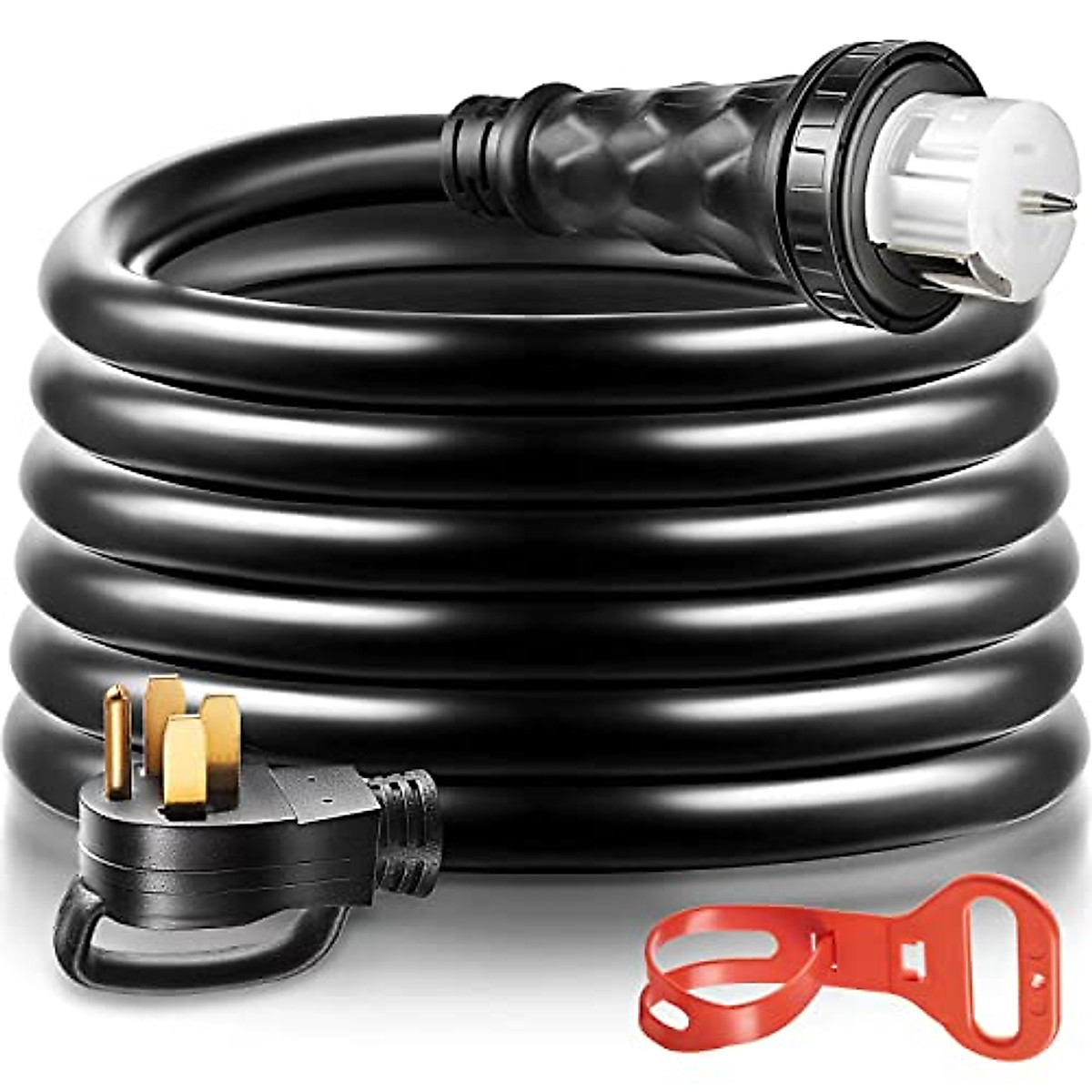 IHAYNER 50 Amp Generator Power Cord, 15 FT, Black Generator Extension Cord, 125V / 250V Generator Power Cord, NEMA 14-50P & SS2-50R & CS6364, Generator Cord, Twist Lock Connector