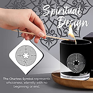 Jasmine Sandalwood Aromatherapy Candle, Earthy Scented Candles, Luxury Candles Scented with Chartres Symbol, Hand-Poured Soy Candle, 50 Hours Burn Time, 7.6 oz. - OneSoul Collection
