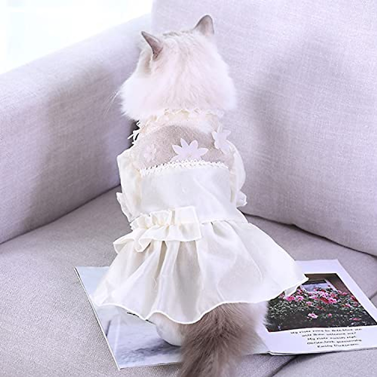 FLAdorepet Cute Dog Dress for Cat Only,Prevent Shedding Hair Pet Summer Clothes Vest Tutu Skirt for Small Medium Dog (2XL(14-20LBS), Yellow)