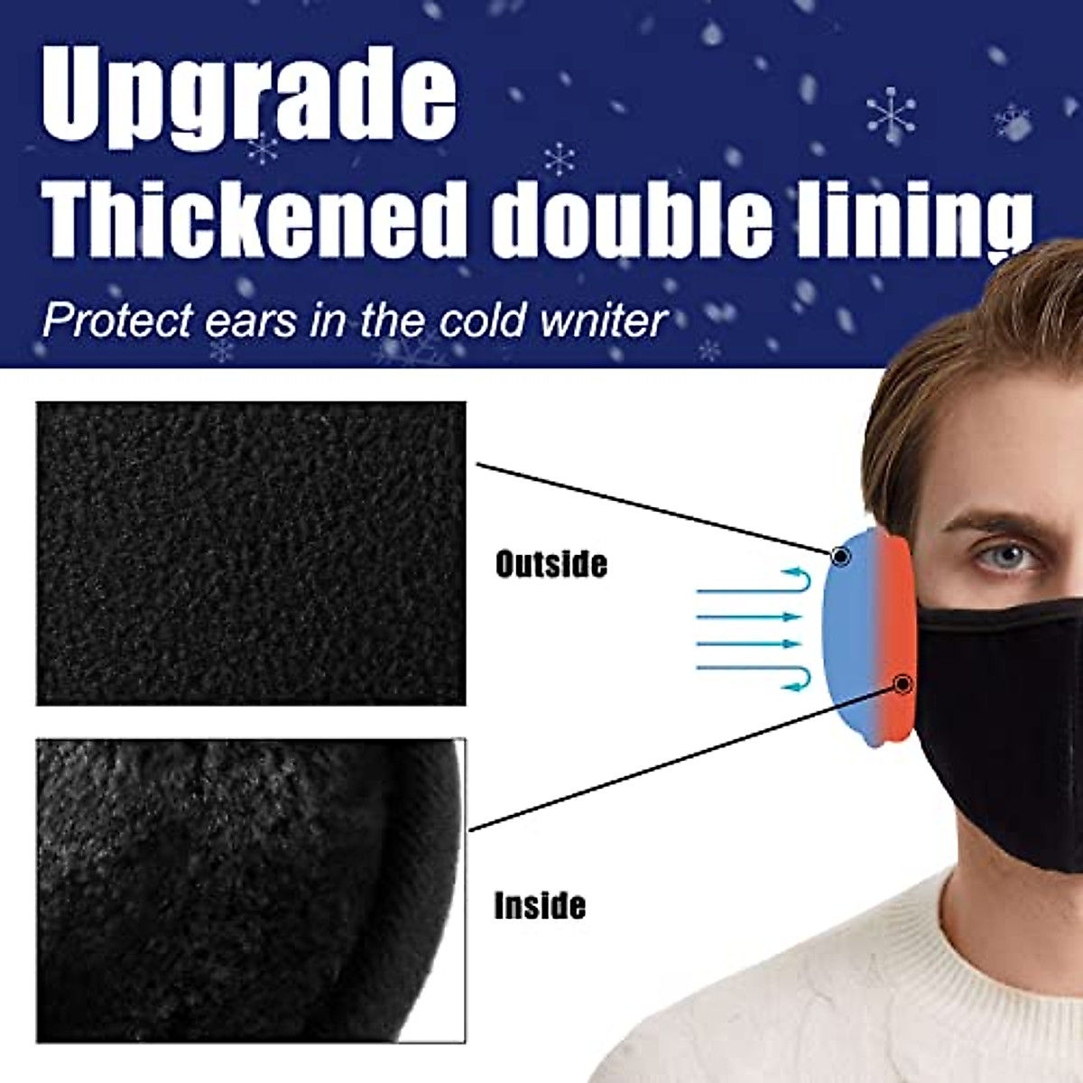 GERGELLA Ear Muffs for Men Women - Winter Ear Warmers - Warm Ear Covers for Cold Weather Soft Fleece Earmuffs Protects Ears Black
