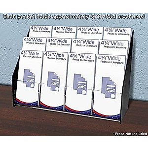Tiered Rack Card Holder with 12 Pockets for 4x9 Brochures Leaflets Clear Plexiglas Rack for Tabletop Use with Black Acrylic Sides