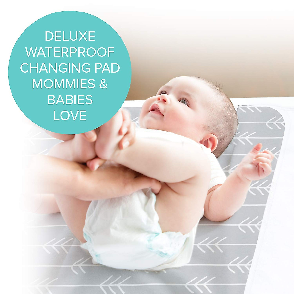 Kushies Deluxe Waterproof Changing Pad Liners - 20 x 30 inches Baby Changing Table Pad Covers - Baby Changing Pads in Grey One Direction - Diaper Changing Pad Cover Waterproof for Changing Station