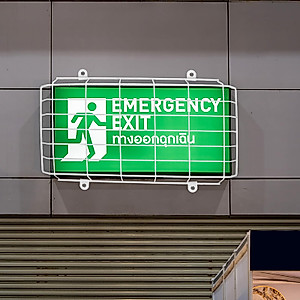 Angoily Exit Sign Protective Cage Cover, Exit Sign Damage Stopper Protective, Coated Steel Wire Guard, Wall Mount Exit Sign Emergency Lights Exit Sign Light Protective Guard