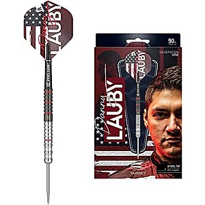 Target Darts Danny Lauby Gen 1 22G 90% Tungsten Steel Tip Darts Set,Silver, Black and Red,190117