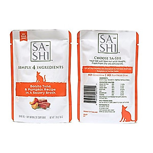 Sa-Shi Grain Free Wet Cat Food Pouches 1.76oz. Five Flavors (Variety Pack)