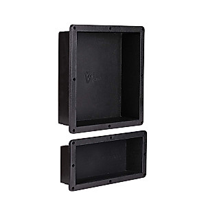 Zigzag Easy Installation Waterproof Double Recessed Shower Shelves Niche, ABS Plastics Bathroom Shower Niche 16 × 24 Inches for Shampoo, Soap and Foot Rest