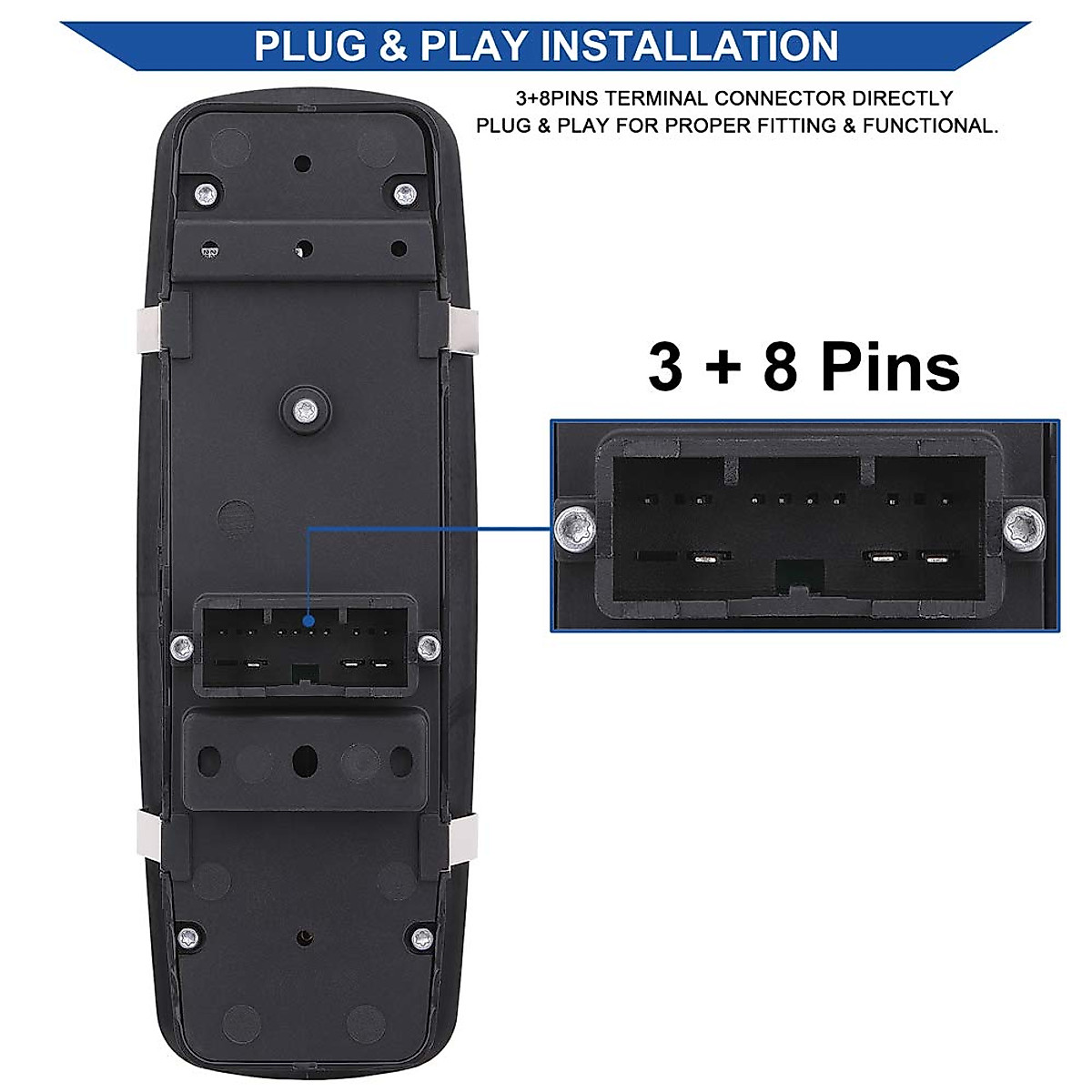 Obaee Front Left Window Switch 68231805AA Compatible with 2011-2012 Chrysler 300, 2015-2017 Chrysler 200, 2011-2014 Dodge Charger, 2016 Ram 1500 2500 3500 4500 5500 4-Door Replace 68139805AB