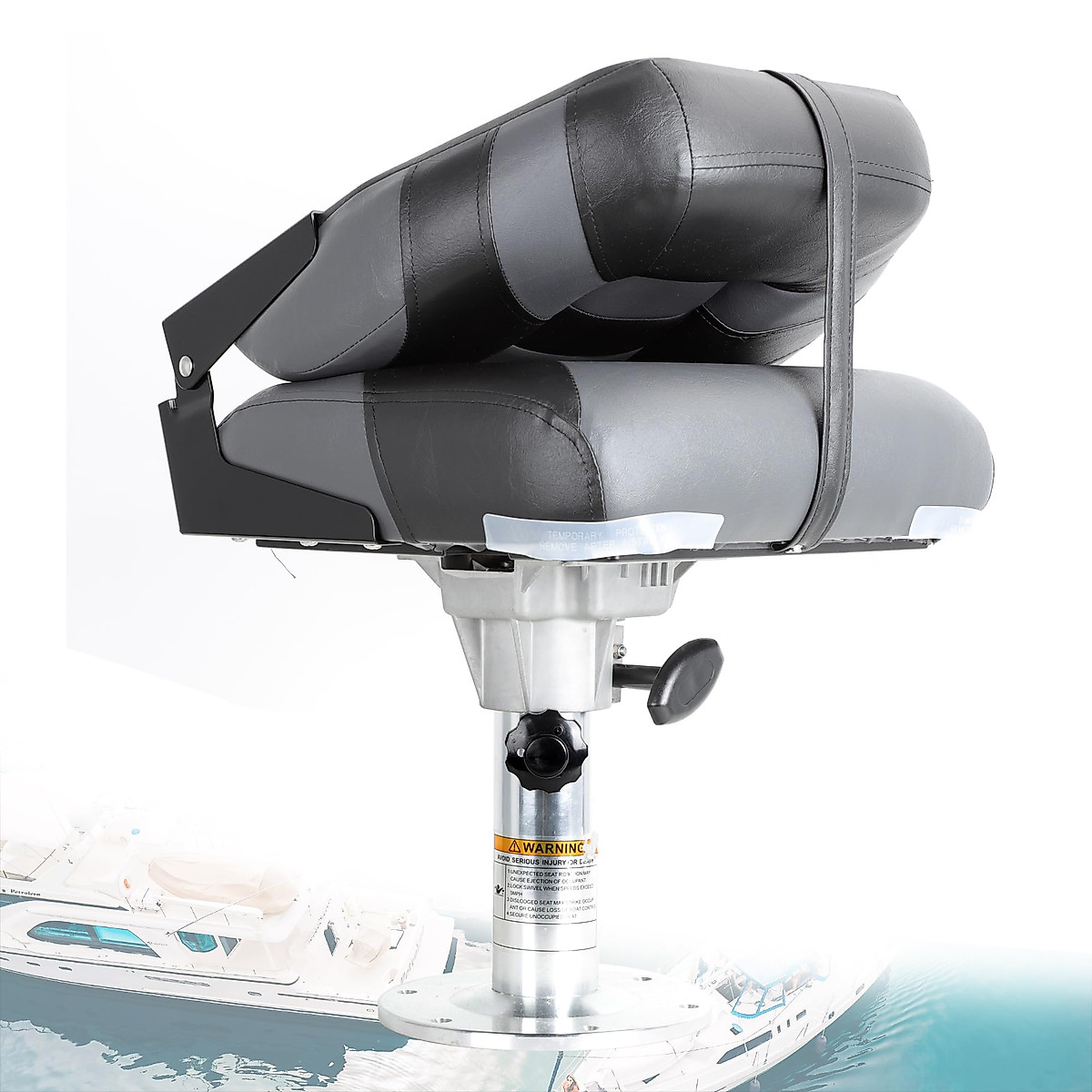 SUNDGORA Marine Low Back Folding Boat Seat,Stainless Steel Screws Included,Charcoal/Black(2 Seats)