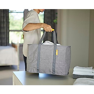 Joseph Joseph Hold-All Max Collapsible 55L Washing Laundry Basket Bag, Durable Fabric, Moisture Resistant, Grey