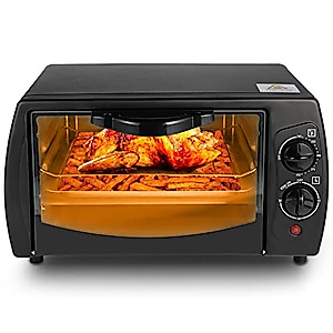 Simple Deluxe Countertop Toaster, Oven & Pizza Maker, Toaster Oven, Exquisite 4-Slice Capacity, 9 L, Black/Matte Stainless (HIOVEN9L15X11B)