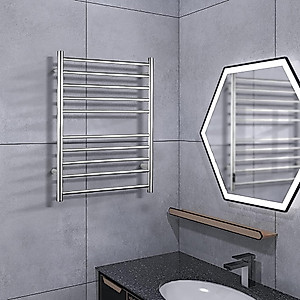 KIMORE Towel Warmer Rack 4 Bars Towel Dryer Wall-Mounted Plug-in Bath Towel Heater for Bathroom Aluminum Heated Towel Rack. Silver 20.90in