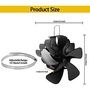 DOOBEL 5 Blades Chimneys Stove Fan, Pipe Fireplace Fan, Heat Powered Wood Stove Fan, Silent Operation Motors Winter Cocoon Stove Fan for Wood Burning Stove/Pellet/Log with Magnetic Thermometer