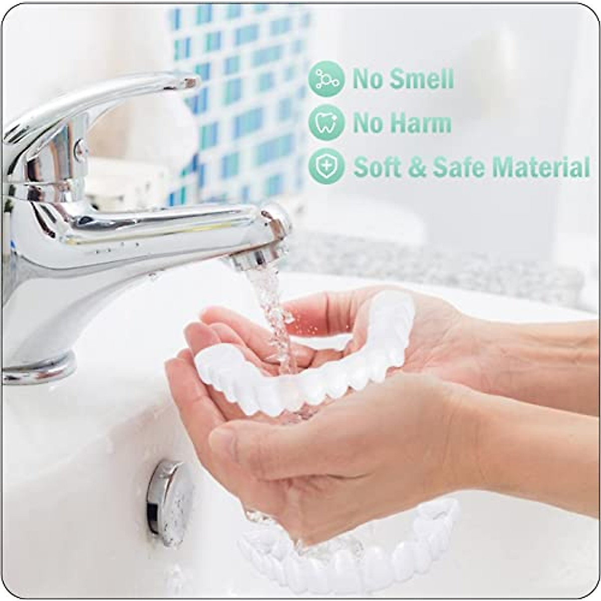 Denture Teeth Temporary Fake TeethSnap On Veneers, Snap in for Men and Women,Cover The Imperfect Teeth,No Pain No Shot Drilling,Fix Confident Smile(2 Pcs)-BB01