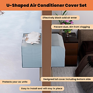 GCGOODS U-Shaped Air Conditioner Cover Set, Outdoor Air Conditioner Cover with Foil & Indoor Air Conditioner Cover, Full Coverage and Dust-Proof