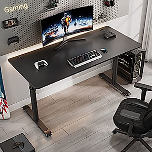 It's_Organized Gaming Desk 60 Inch Large Manual Height Adjustable Black Gaming Computer Desk, Home Office Standing Table Long Computer Sturdy Executive Workstation for 3 Monitors with Free Mouse Pad