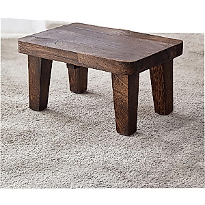 Tung wood step stool with non-slip rubber feet, small step stool for bedroom, kitchen and living room, load capacity up to 300 lbs, sturdy and durable, no assembly required