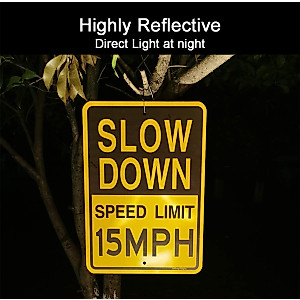 Joffreg Slow Down Speed Limit 15 MPH Sign,17 x12 Inches,Reflective Aluminum (2 Pack)