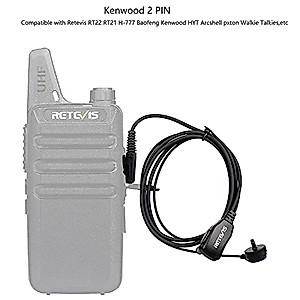 Retevis RT22 Walkie Talkie Earpiece 2 Pin Acoustic Tube Headset with Mic PTT Compatible RT15 RT21 H-777 RT68 Baofeng UV-5R BF-888S Two Way Radios (2 Pack)