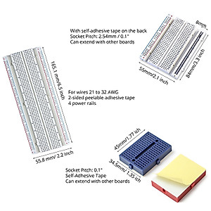 DEYUE Solderless Prototype Breadboard | 1x830 tie in Point Breadboard 2x400 tie in Points Circuit Boards 6x170 tie Points Mini Modular breadboard Kit