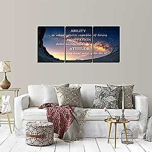 Yetaryy Motivational Quotes Canvas Wall Art Inspirational Ability Motivation Attitude Saying Words Posters Prints Entrepreneur Quote Home Office Bedroom Decor 3 Panels Ready to Hang - 36" W x 16" H