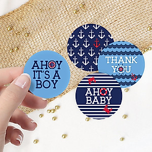 Ahoy It's a Boy Baby Shower Thank You Stickers - 1.75 in - 40 Labels