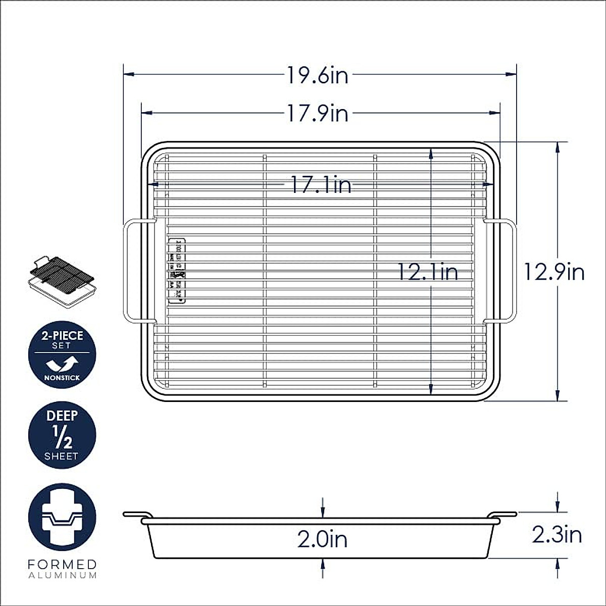 Nordic Ware High-Sided Oven Crisp Baking Tray Nonstick Bakeware, Half Sheet