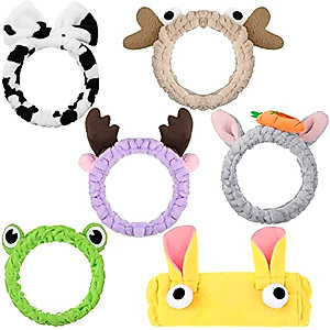 Jutom 6 Pieces Animal Themed Spa Headband Cute Makeup Headband Lovely Ears Hair Band for Washing Face Elastic Cosmetic Head Wrap for Women Girls, 6 Styles