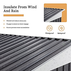 Vongrasig 6 x 4 x 6 FT Outdoor Storage Shed Clearance with Lockable Door Metal Garden Shed Steel Anti-Corrosion Storage House Waterproof Tool Shed for Backyard Patio, Lawn and Garden (Dark Gray)