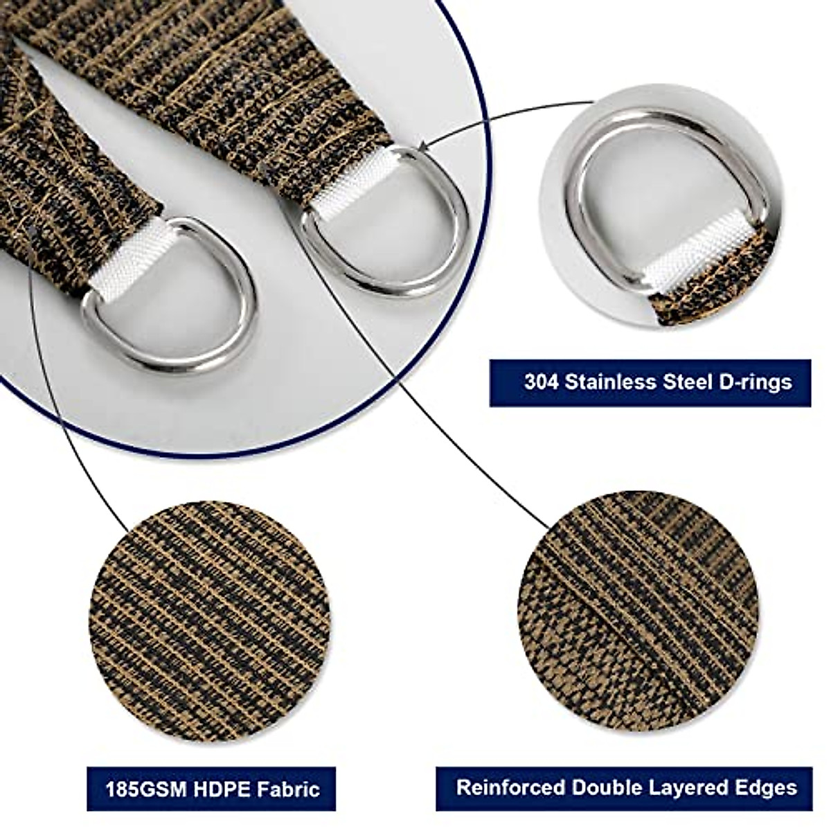 PureFit Rectangle Sun Shade Sails Outdoor 8 x 12 ft - Sun Protection Sunshades UV Block Shade Canopy, Patio Shades for Backyard, Deck and Lawn, Brown